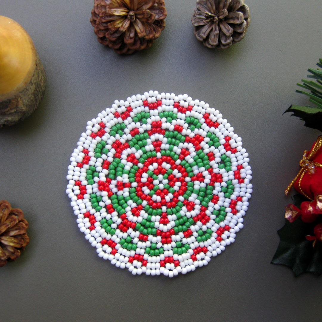 Christmas Coaster Seed Bead Pattern, Toho Seed Beads Pdf Pattern ...