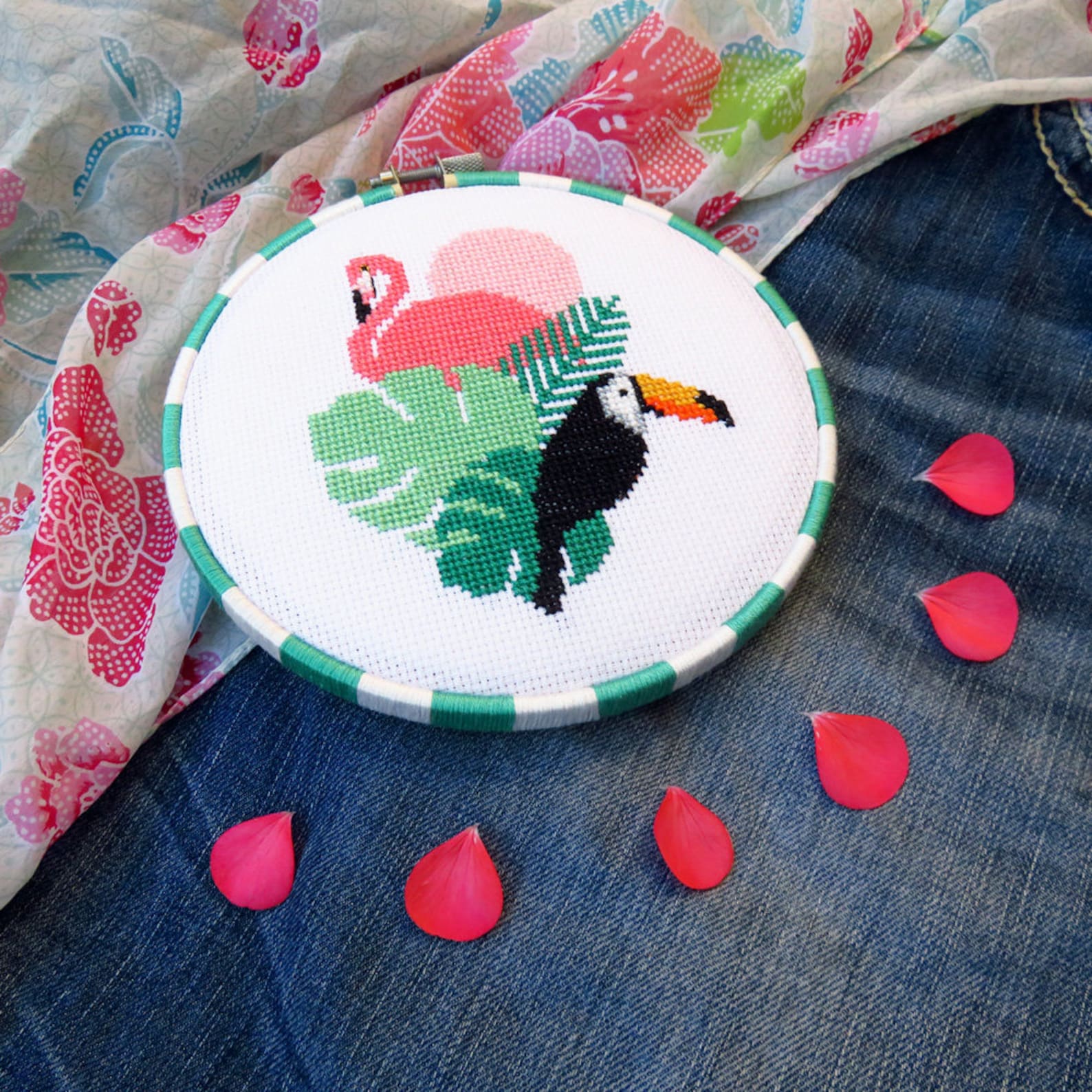 Flamingo Cross Stitch Pattern PDF Bird Cross Stitch Pattern - Etsy