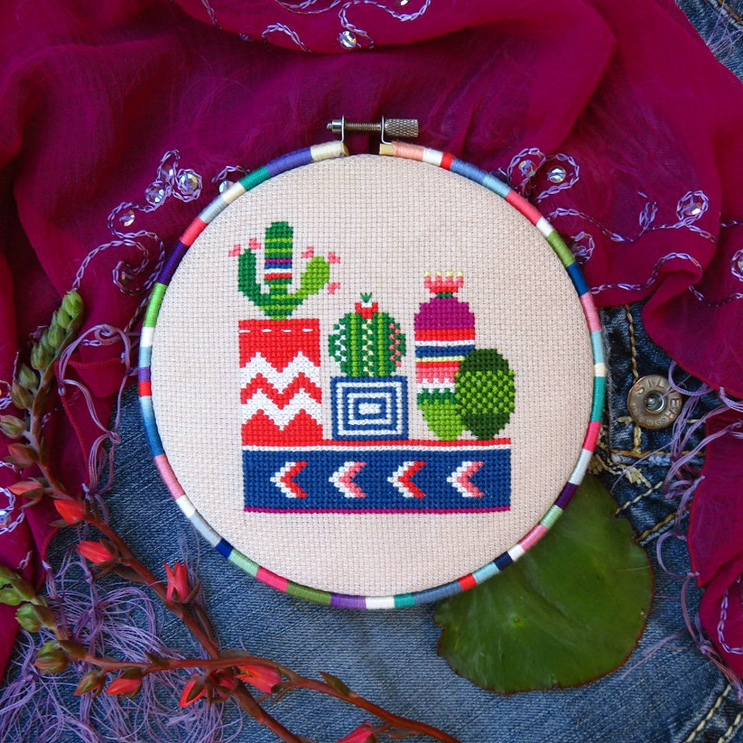 Cross Stitch Cactus Needlepoint, Succulent Cross Stitch Pdf, Cactus ...