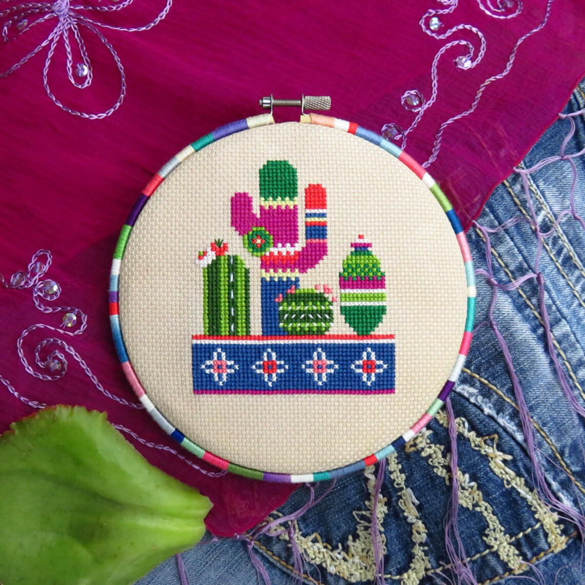 Cactus Cross Stitch Pattern Pdf, Succulent Cross Stitch Cactus, Modern ...