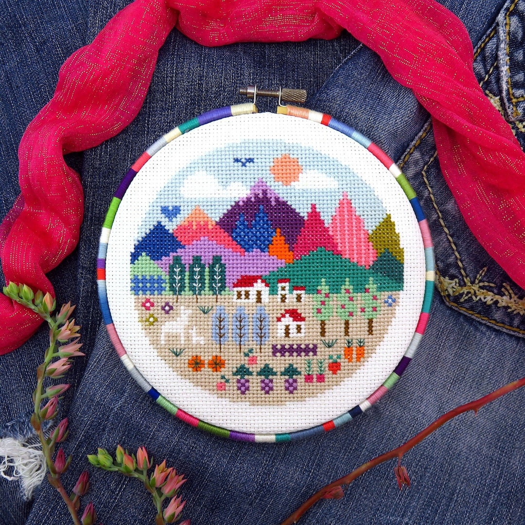 Mountain Cross Stitch Pattern, Landscape Cross Stitch Pattern Pdf ...