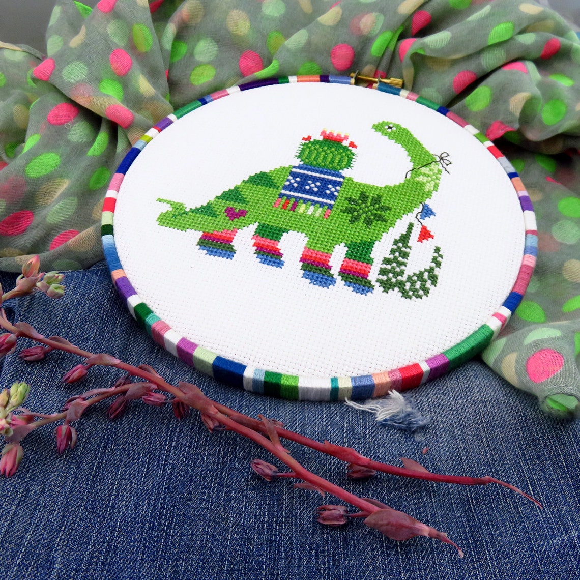Dinosaur Cross Stitch Pattern, Brontosaurus Cross Stitch Animal ...