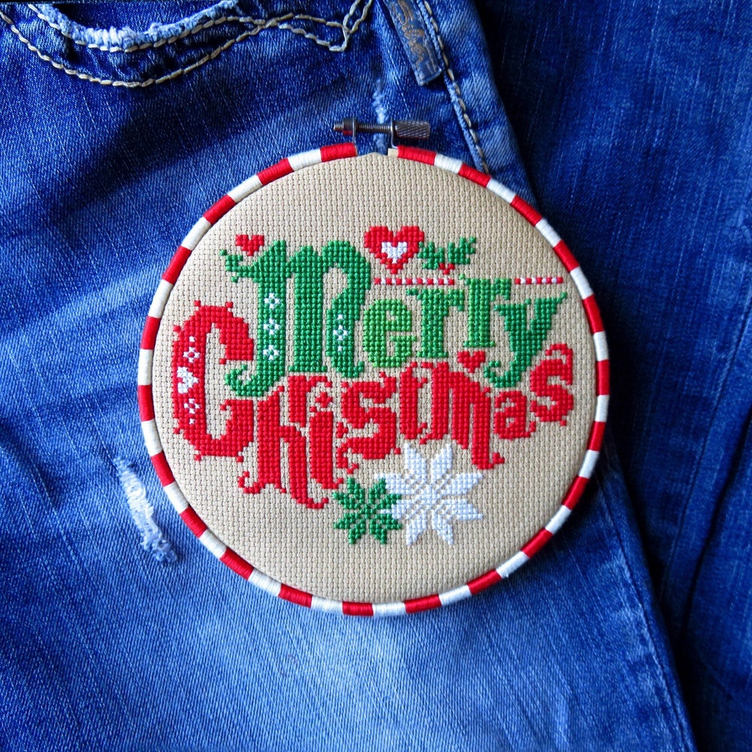Merry Christmas Cross Stitch Pattern, Needlework Sampler Pdf, Christmas ...