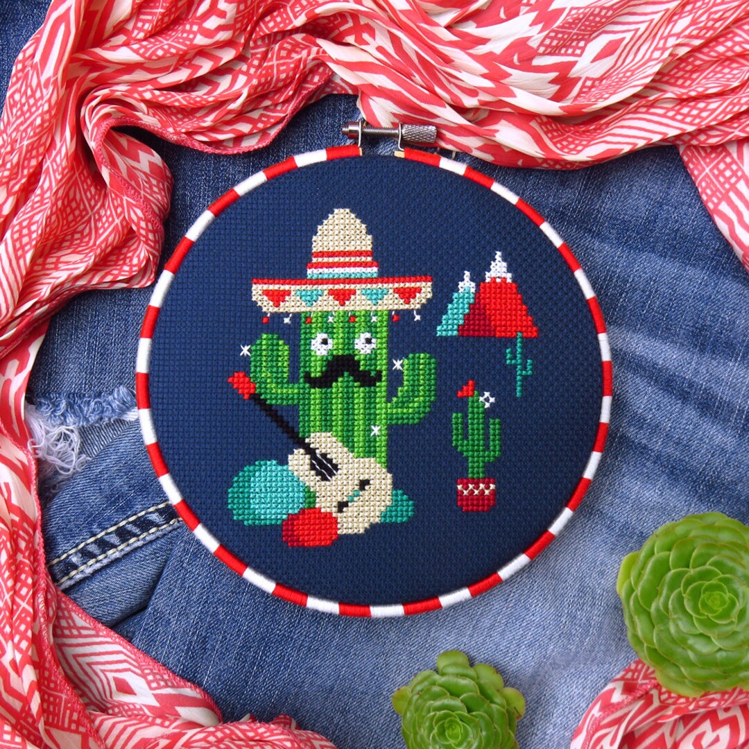 Mexican Cross Stitch Pattern, Cactus Cross Stitch, Funny Cross Stitch ...