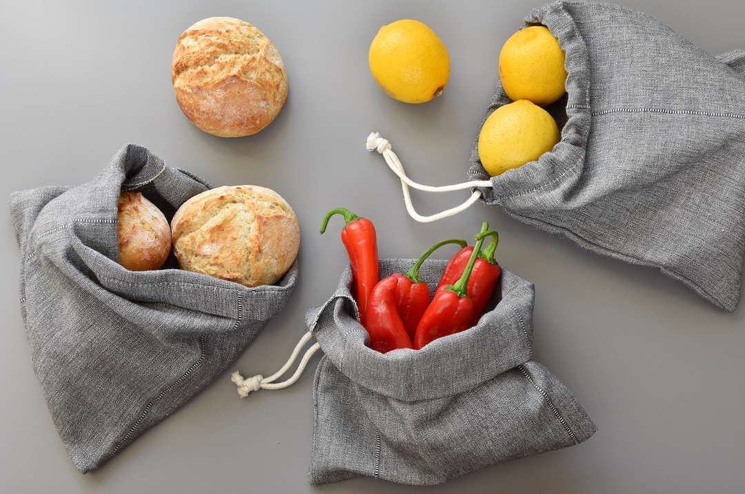 Linen Food Storage Bag. Washed Soft Linen Bread Bag With Drawstring ...