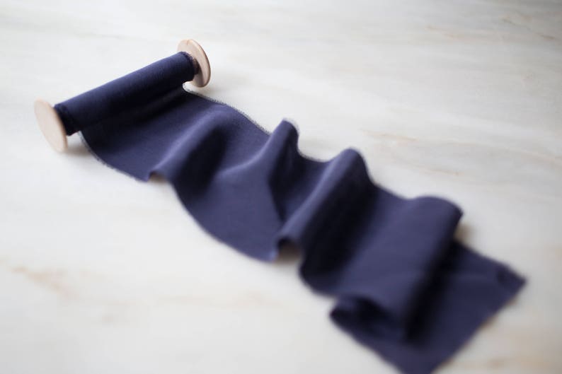 Saudade Navy Blue Silk Ribbon 4 Wide Handmade Hand - Etsy