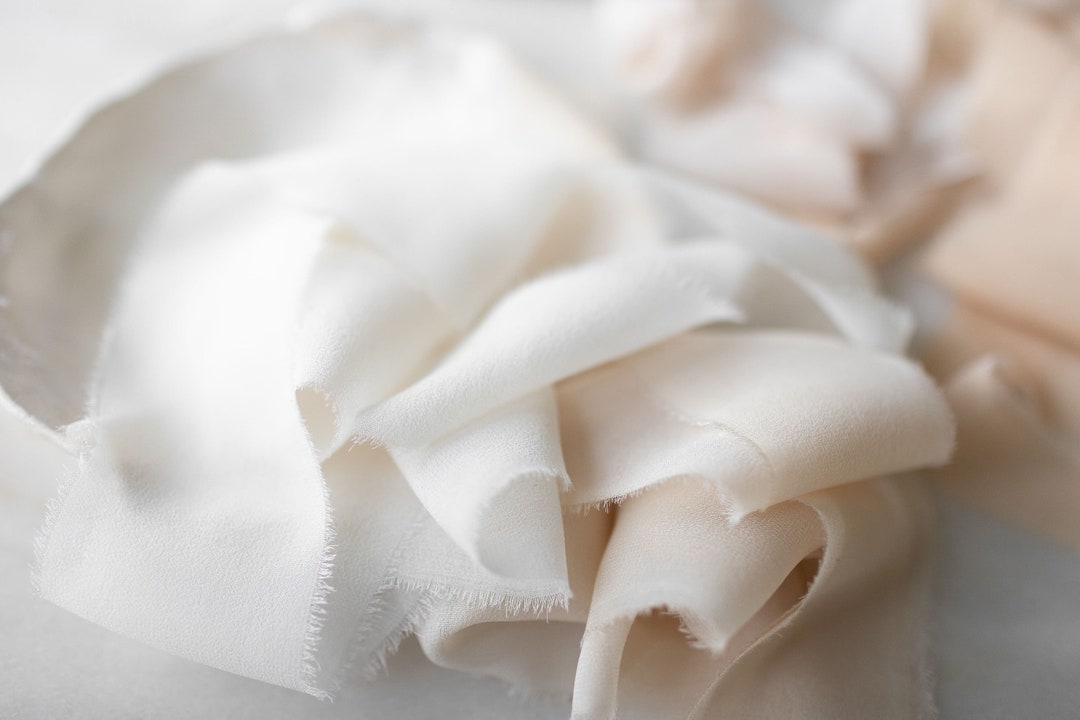 Ivory Chiffon Ribbon, 2" Wide | Handmade + Hand Dyed, for Crafts, Gift ...
