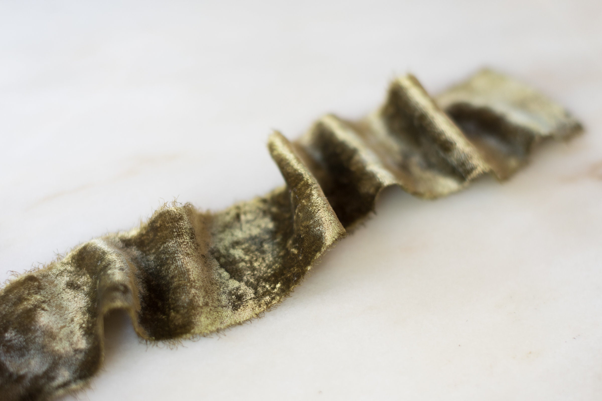 Velvet Silk Ribbon Olive Green 2 Wide Handmade | Etsy