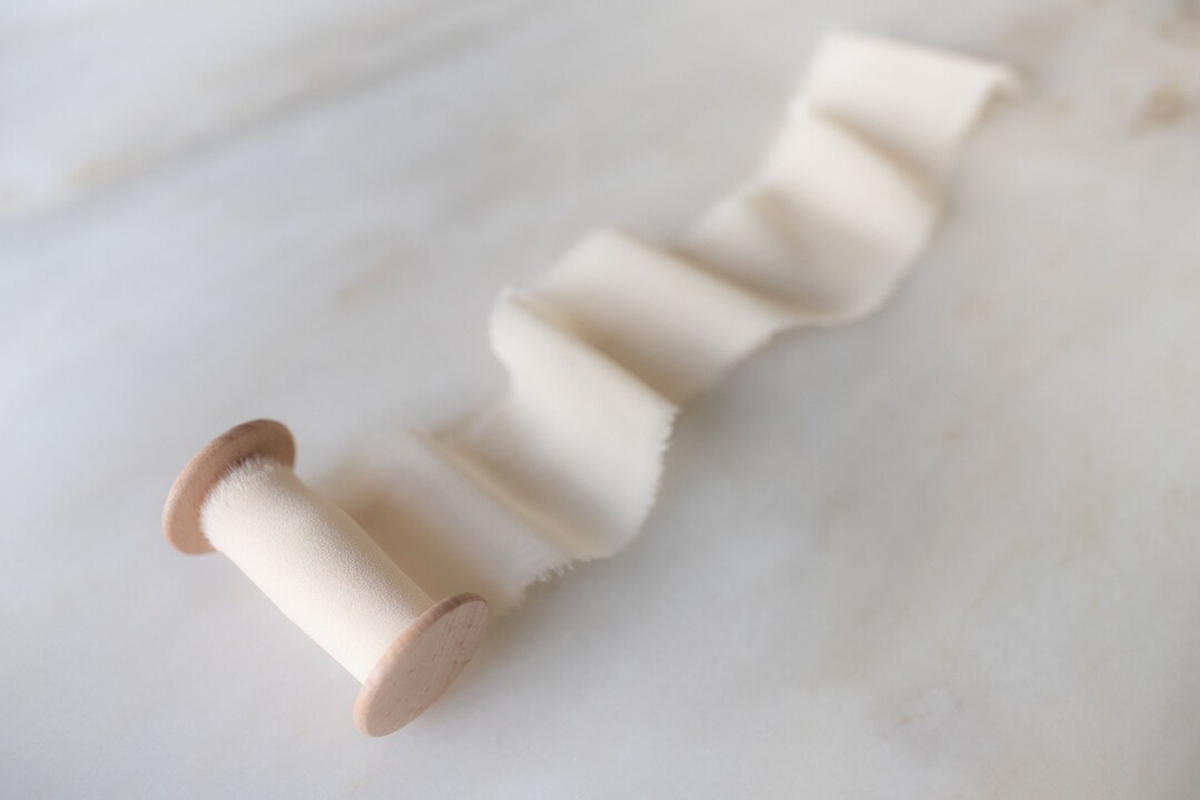 Champagne Cream Silk Chiffon Ribbon, 2" Wide | Handmade, Hand Dyed for ...