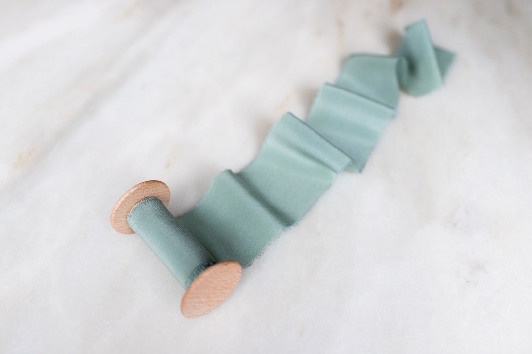 Seaglass, Blue-green Silk Ribbon, 2" Wide | Handmade + Hand Dyed for ...