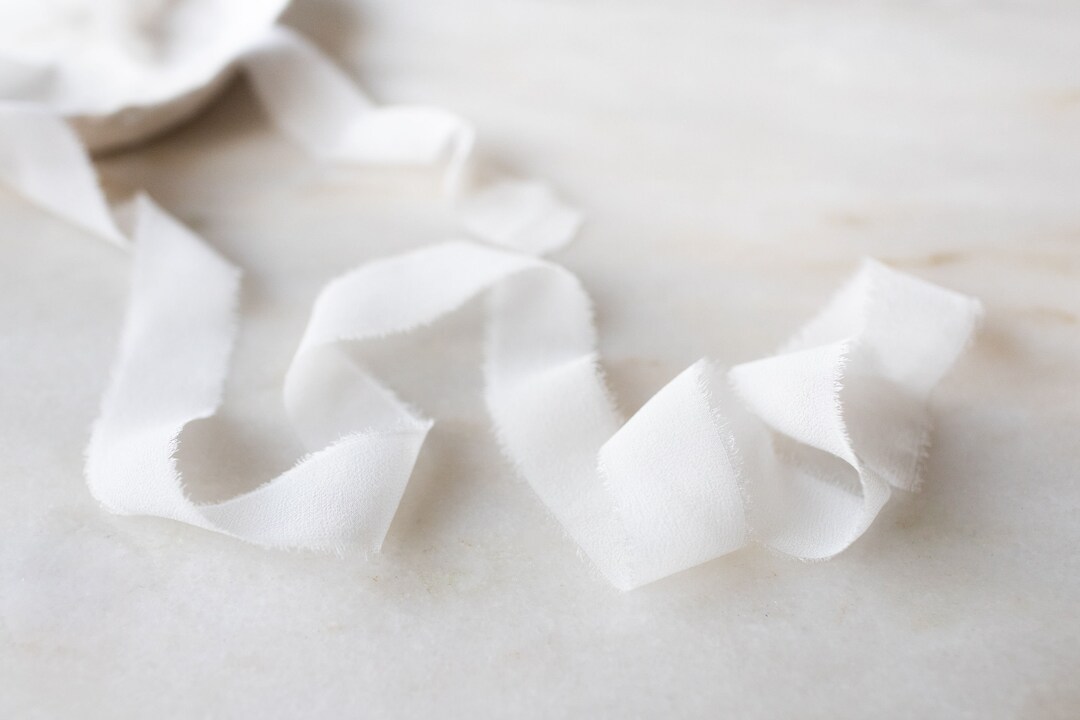 White Silk Chiffon Ribbon, 1" Wide | Handmade, by the Yard, on a Spool ...