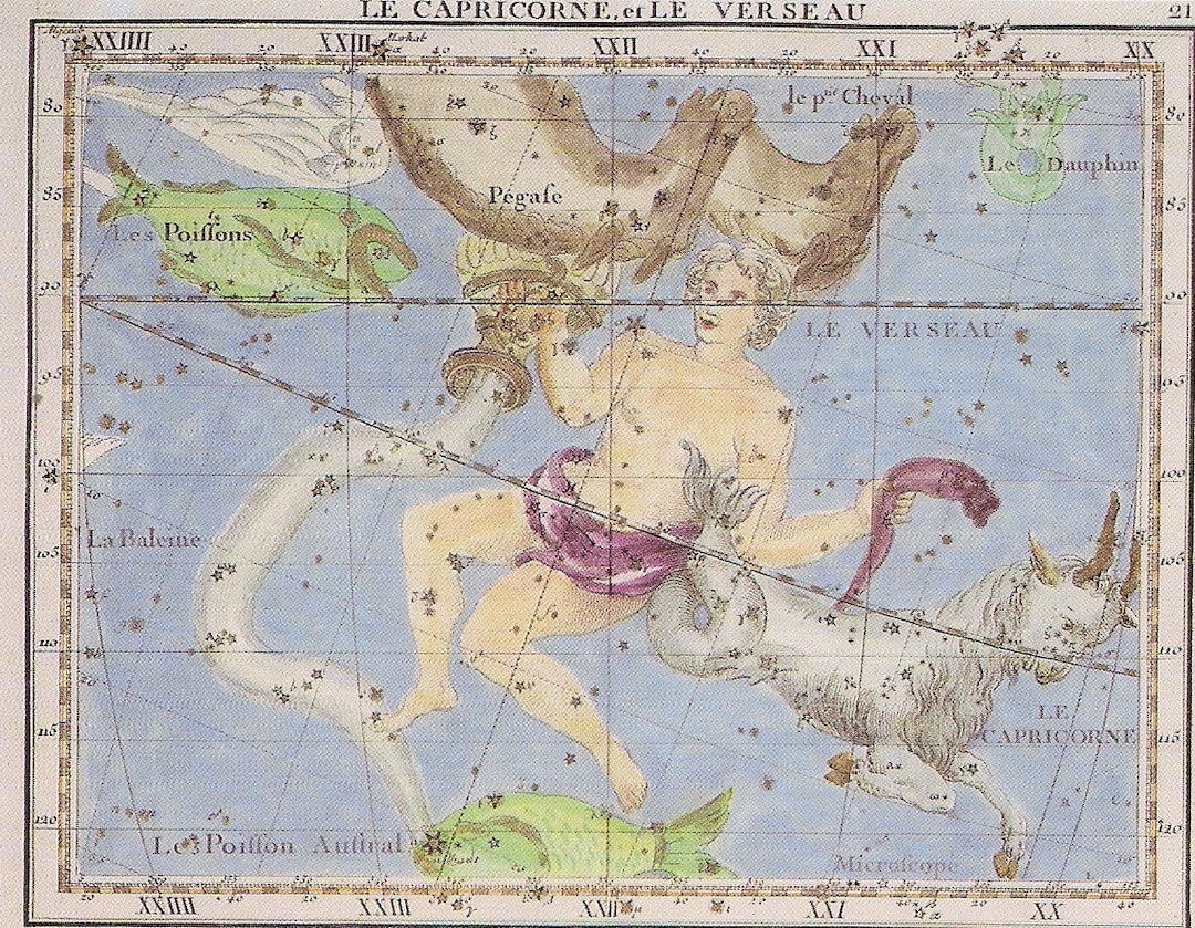 Capricorn and Aquarius Star Chart - Print for Sky Gazers - December and ...