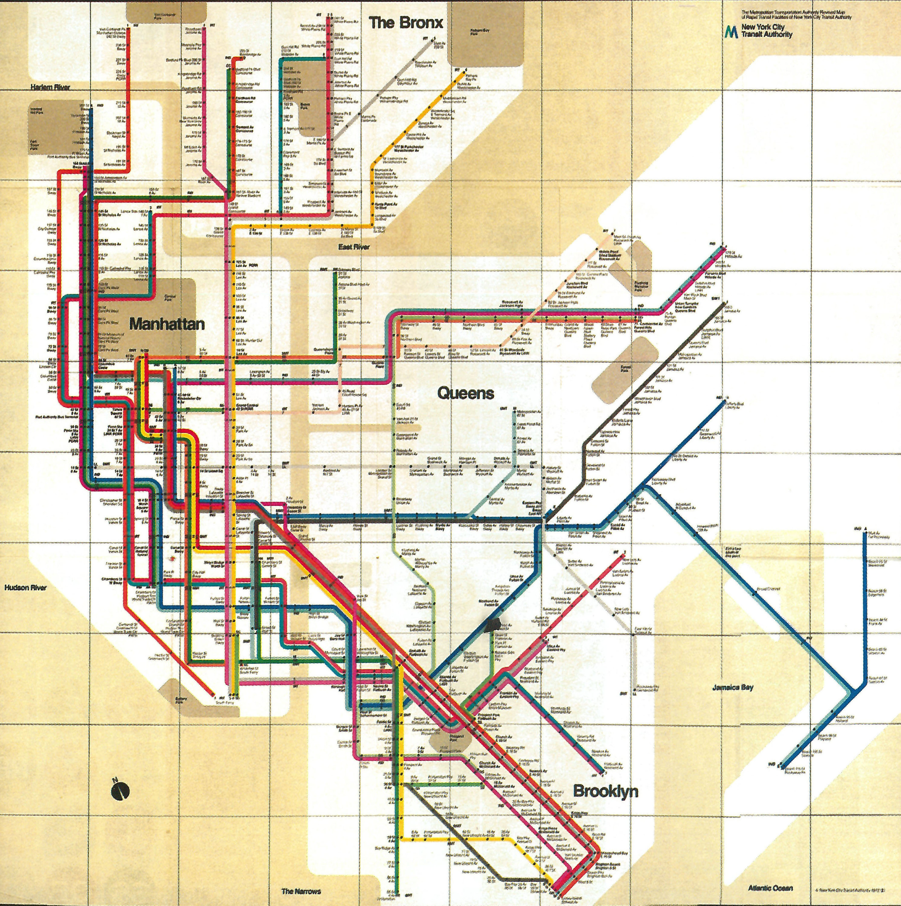 New York Subway Map 1972 Designed by Vignelli Geometric Subway Manhattan and the Boroughs ...