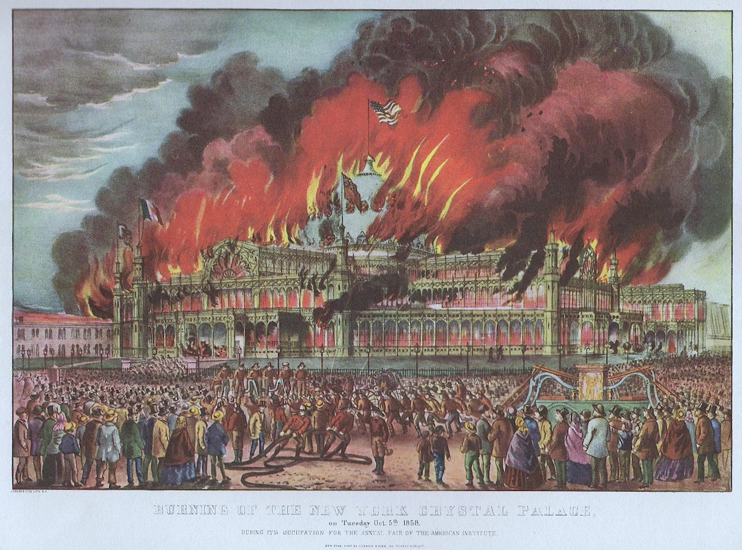 Burning of New York Crystal Palace Currier and Ives Framable Print ...