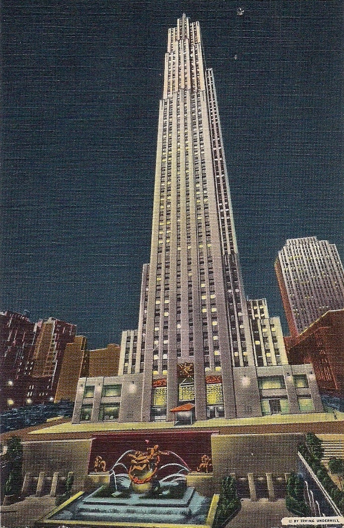 30 Rock at Night Rockefeller Center Tower- Framed 11 by 17 Print - New ...