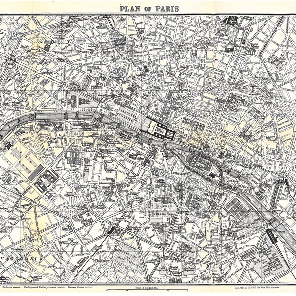 Plan of Paris 1910 Detailed Map for Traveler Beautiful Details - Etsy