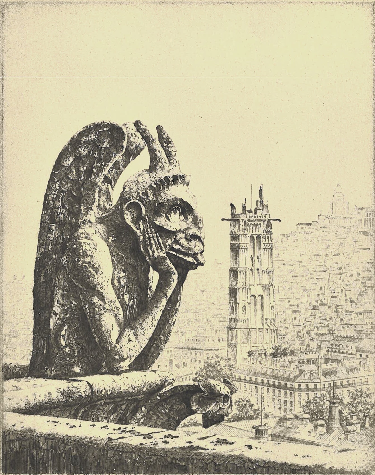 New Format! Gargoyle John Taylor Arms Notre Dame - Beautiful Art Print ...