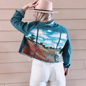 Monets Poppy Field Inspired Hand Painted Denim Jacket - Etsy