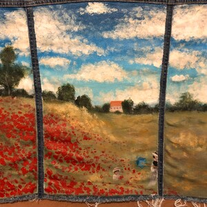 Monets Poppy Field Inspired Hand Painted Denim Jacket - Etsy