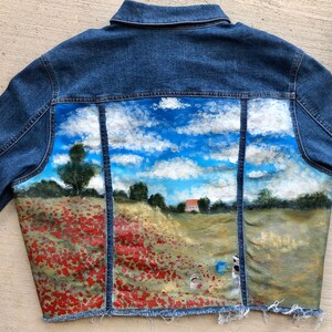 Monets Poppy Field Inspired Hand Painted Denim Jacket - Etsy