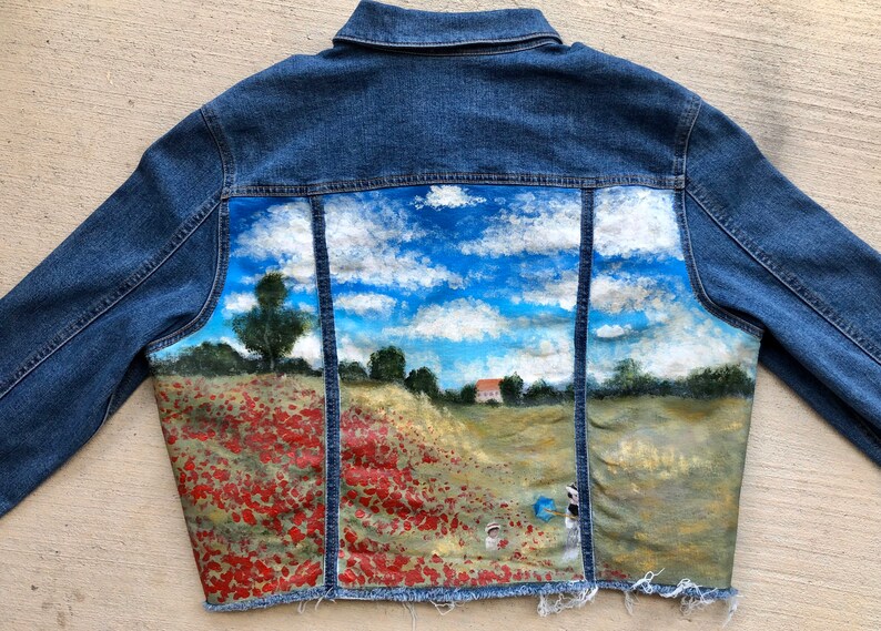 Monets Poppy Field Inspired Hand Painted Denim Jacket - Etsy