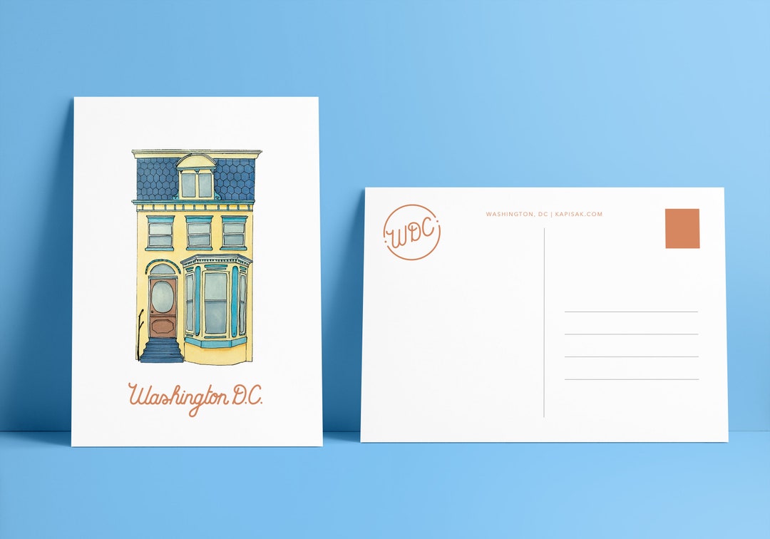 Yellow Washington DC House Postcard 5x7 - Etsy