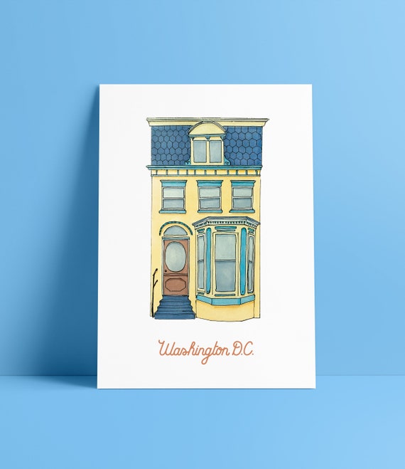 Yellow Washington DC House Print 8x10 - Etsy
