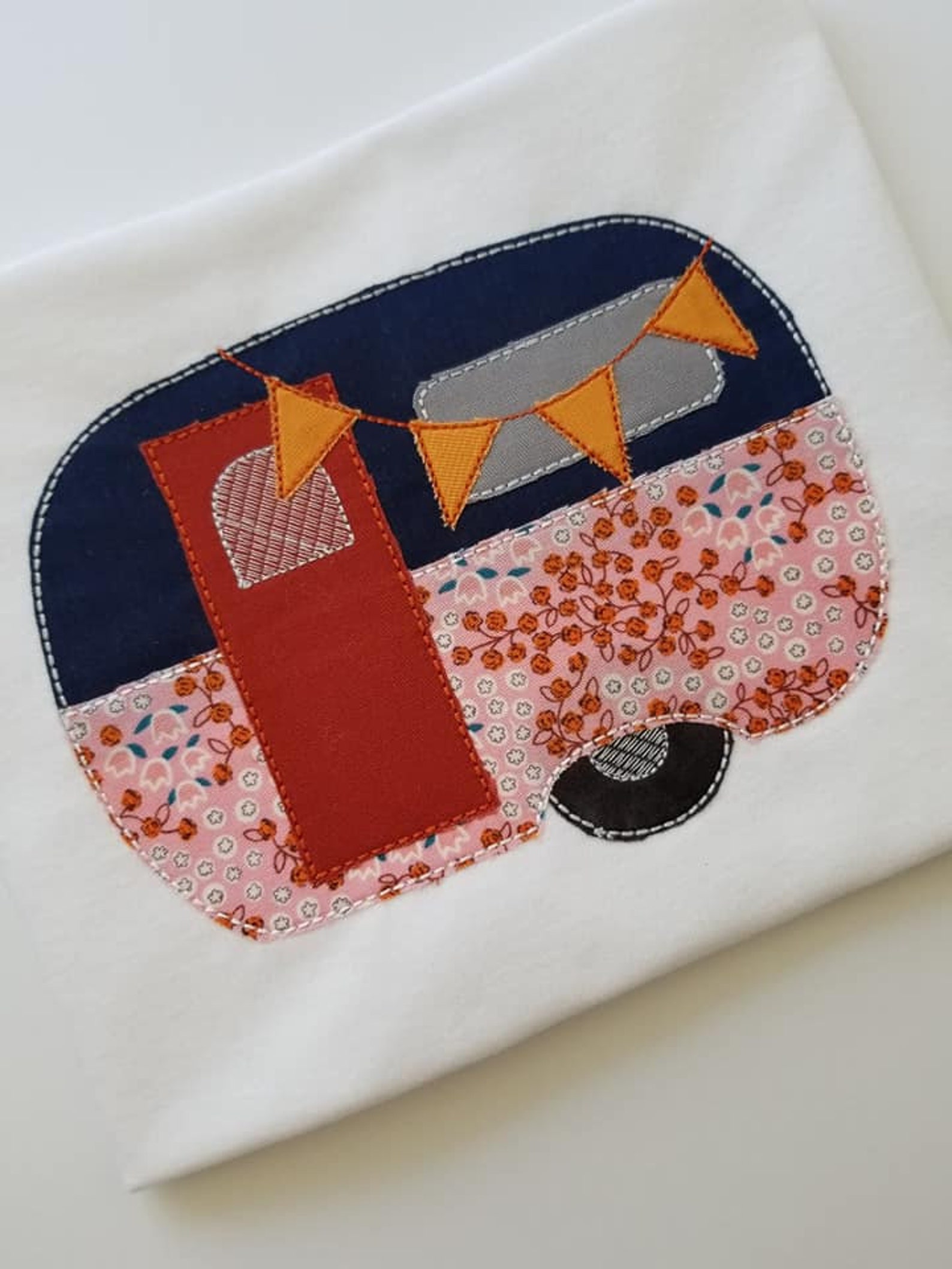 Camper Raggy Applique DIGITAL Embroidery Design RV Camping - Etsy