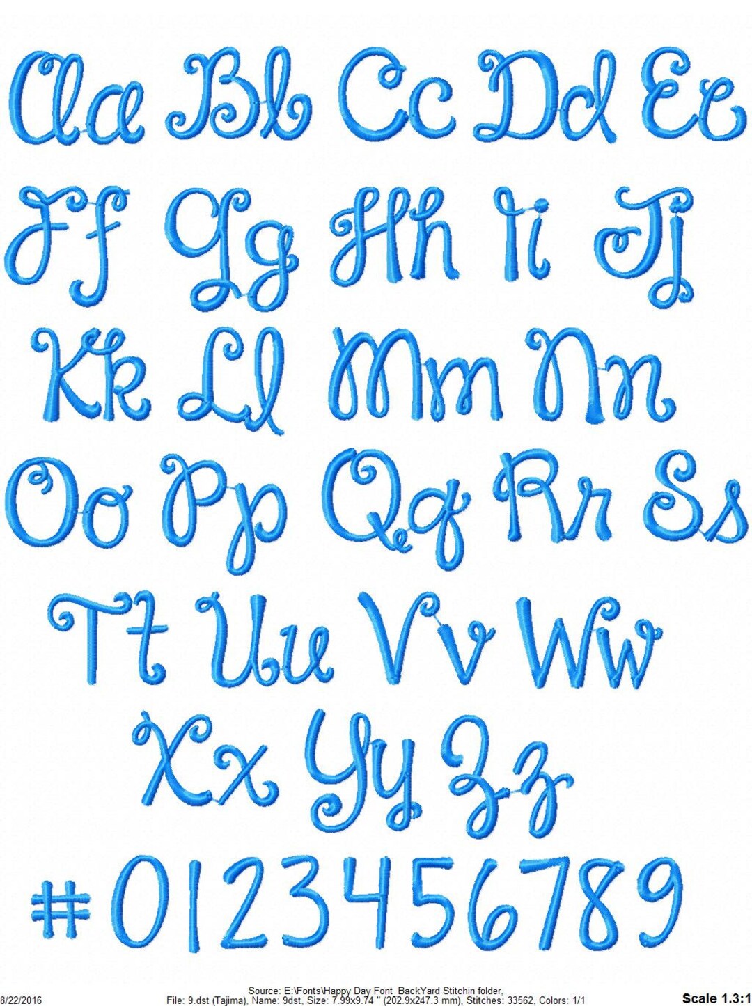 Happy Day Font DIGITAL Embroidery Design - 4 Sizes Included - Etsy