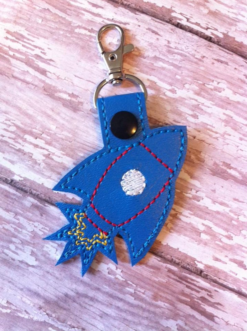 ITH Rocket Ship Snap Tab/Key Fob DIGITAL Embroidery Design | Etsy