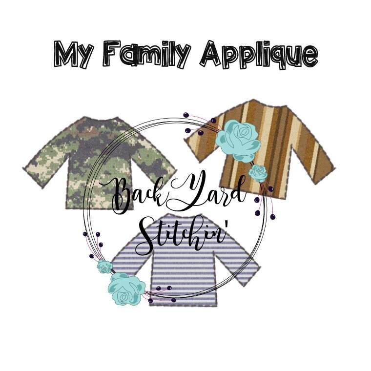 Shirt Add on My Family Photo Applique DIGITAL Embroidery Design - 5 ...