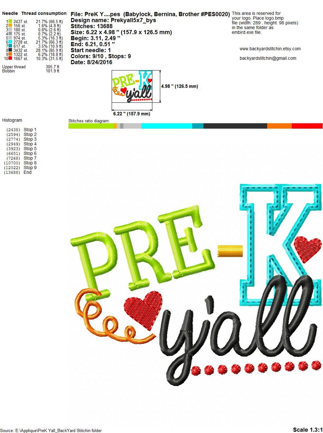 Pre-k Yall DIGITAL Embroidery Design - INSTANT DOWNLOAD - Etsy