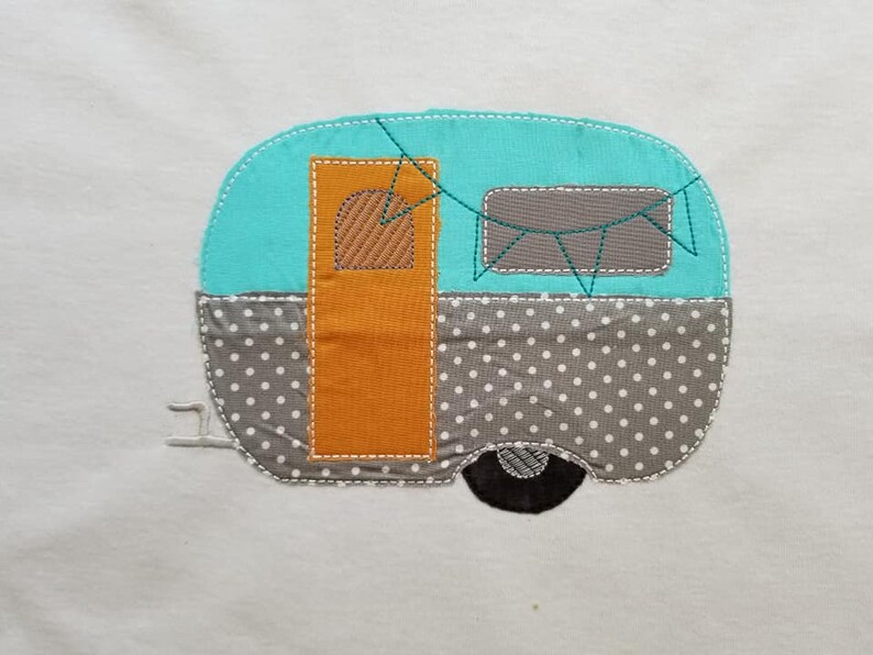 Camper Raggy Applique DIGITAL Embroidery Design RV Camping - Etsy