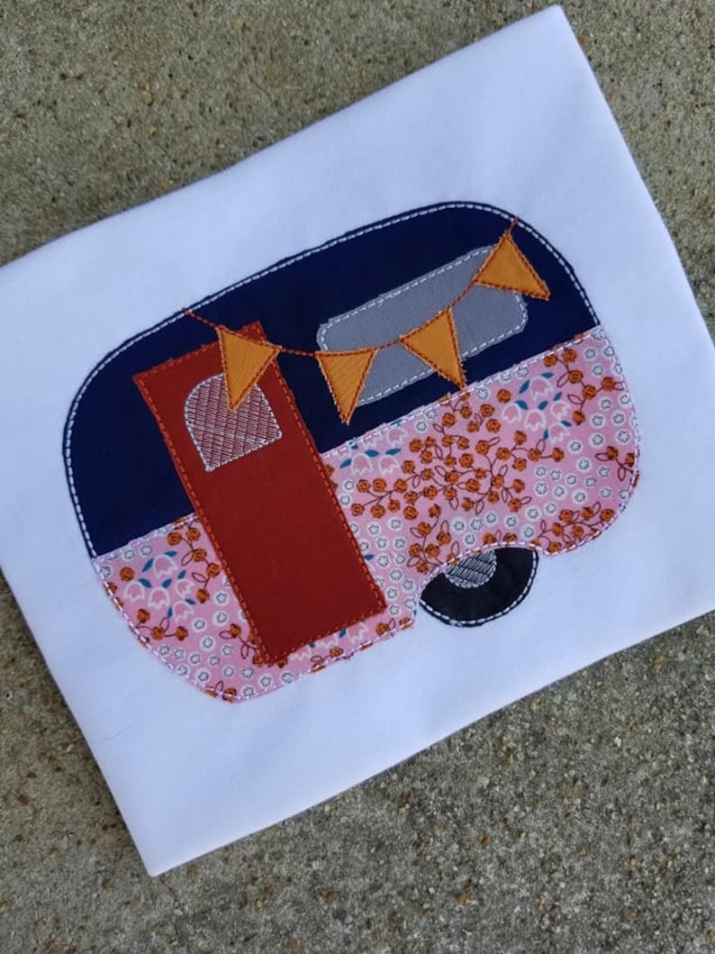Camper Raggy Applique DIGITAL Embroidery Design RV Camping - Etsy