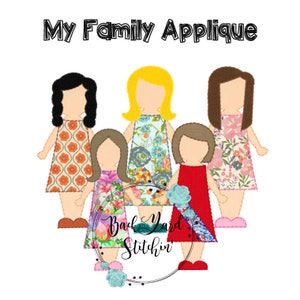 Women & Girl Set My Family Photo Applique DIGITAL Embroidery Design ...