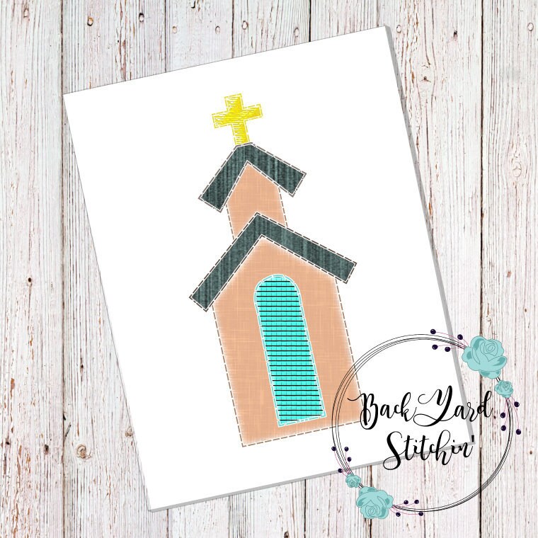 Church Raggy Applique DIGITAL Embroidery Design - Etsy