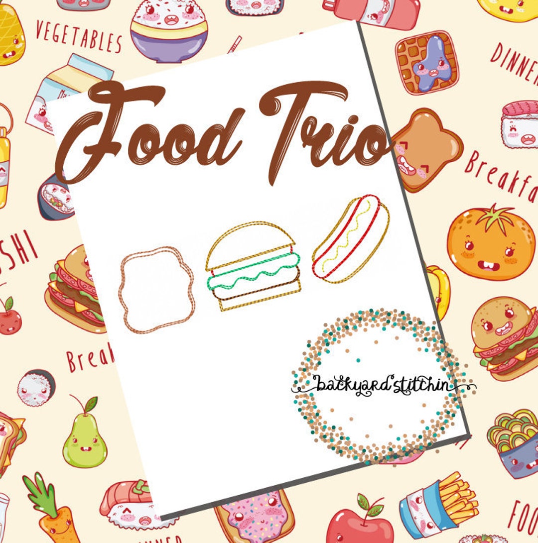 Food Sketch Stitch Trio DIGITAL Embroidery Design - Etsy