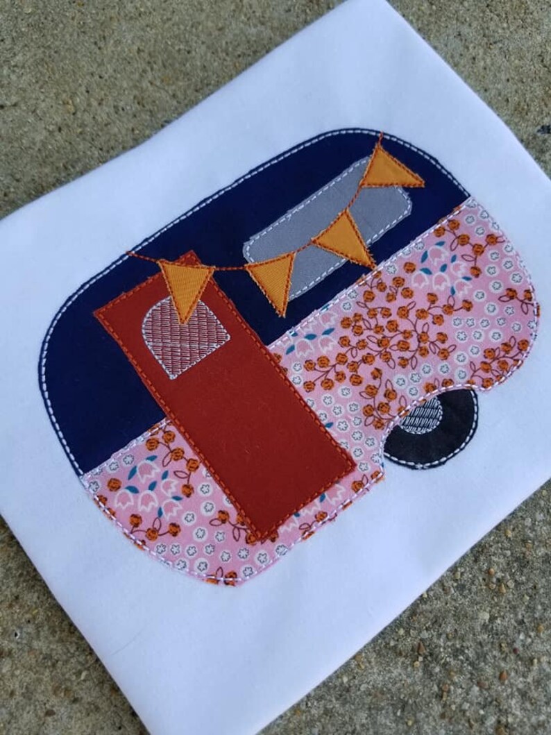 Camper Raggy Applique DIGITAL Embroidery Design RV Camping - Etsy