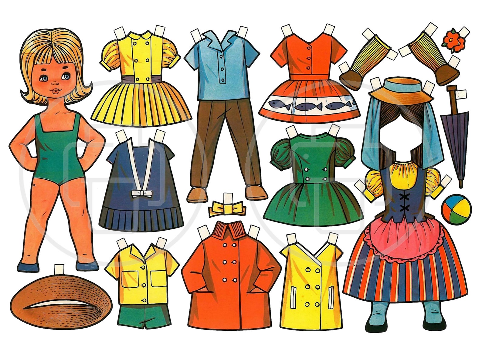 Vintage Spanish Paper Dolls From the 1960s. Colored and for Coloring ...