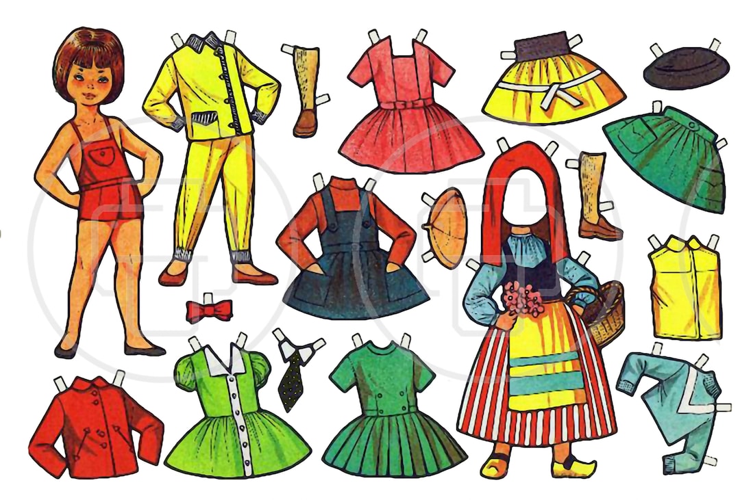 Vintage Spanish Paper Dolls Form the 1960s. Colored and for Coloring ...