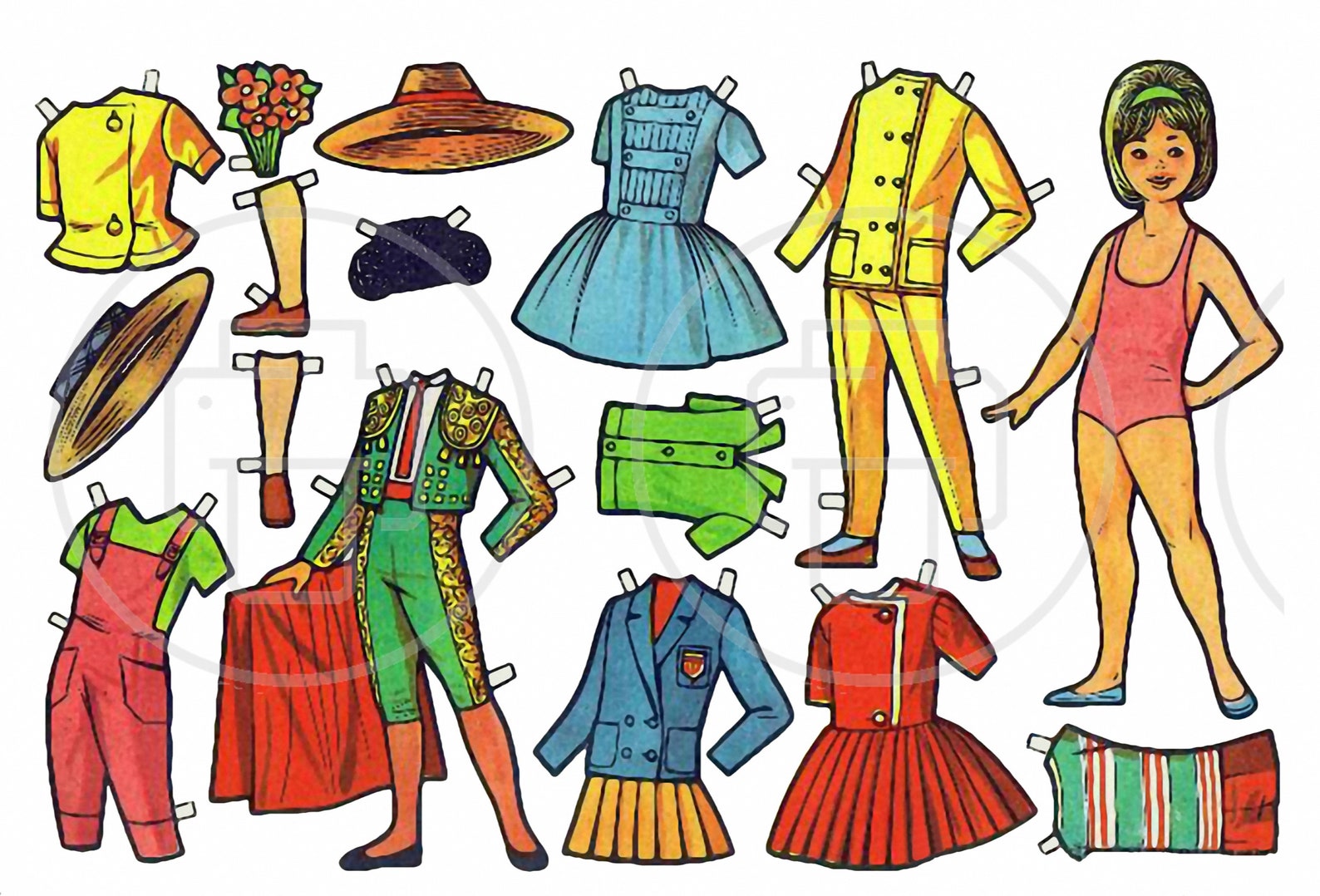 Vintage Spanish Paper Dolls Form the 1960s. Colored and for Coloring ...