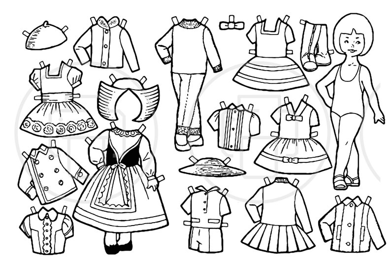 Vintage Spanish Paper Dolls Form the 1960s. Colored and for Coloring ...