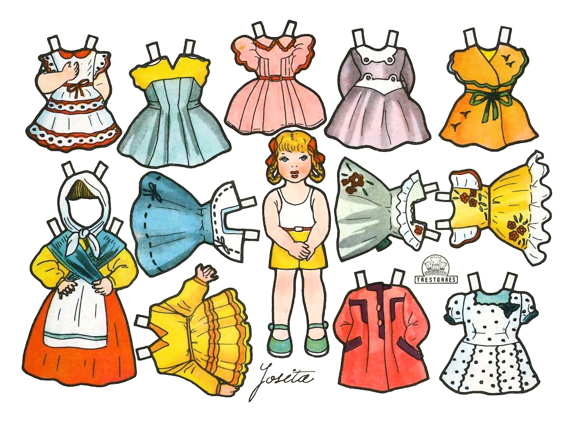 Spanish Paper Dolls From the 1950s - Set of 18 Different Dolls ...