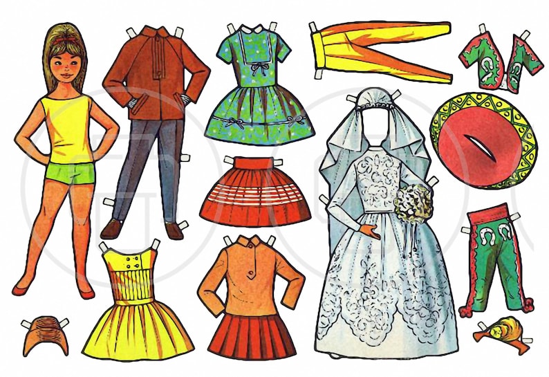 Vintage Spanish Paper Dolls Form the 1960s. Colored and for Coloring ...