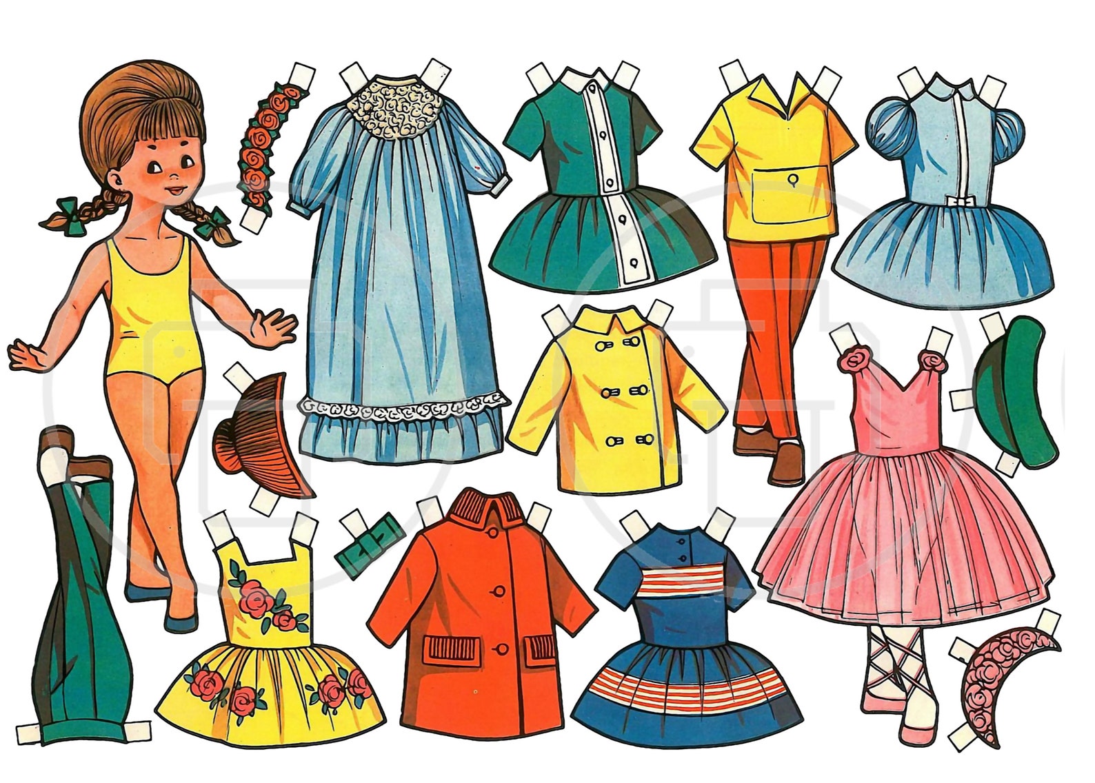 Vintage Spanish Paper Dolls From the 1960s. Colored and for Coloring ...