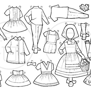 Vintage Spanish Paper Dolls Form the 1960s. Colored and for Coloring ...