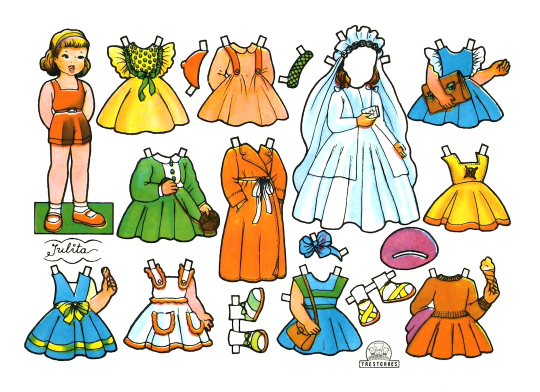 Spanish Paper Dolls From the 1950s - Set of 18 Different Dolls ...
