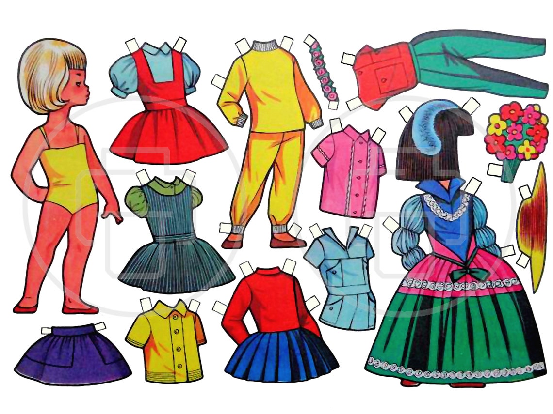 Vintage Spanish Paper Dolls From the 1960s. Colored and for Coloring ...