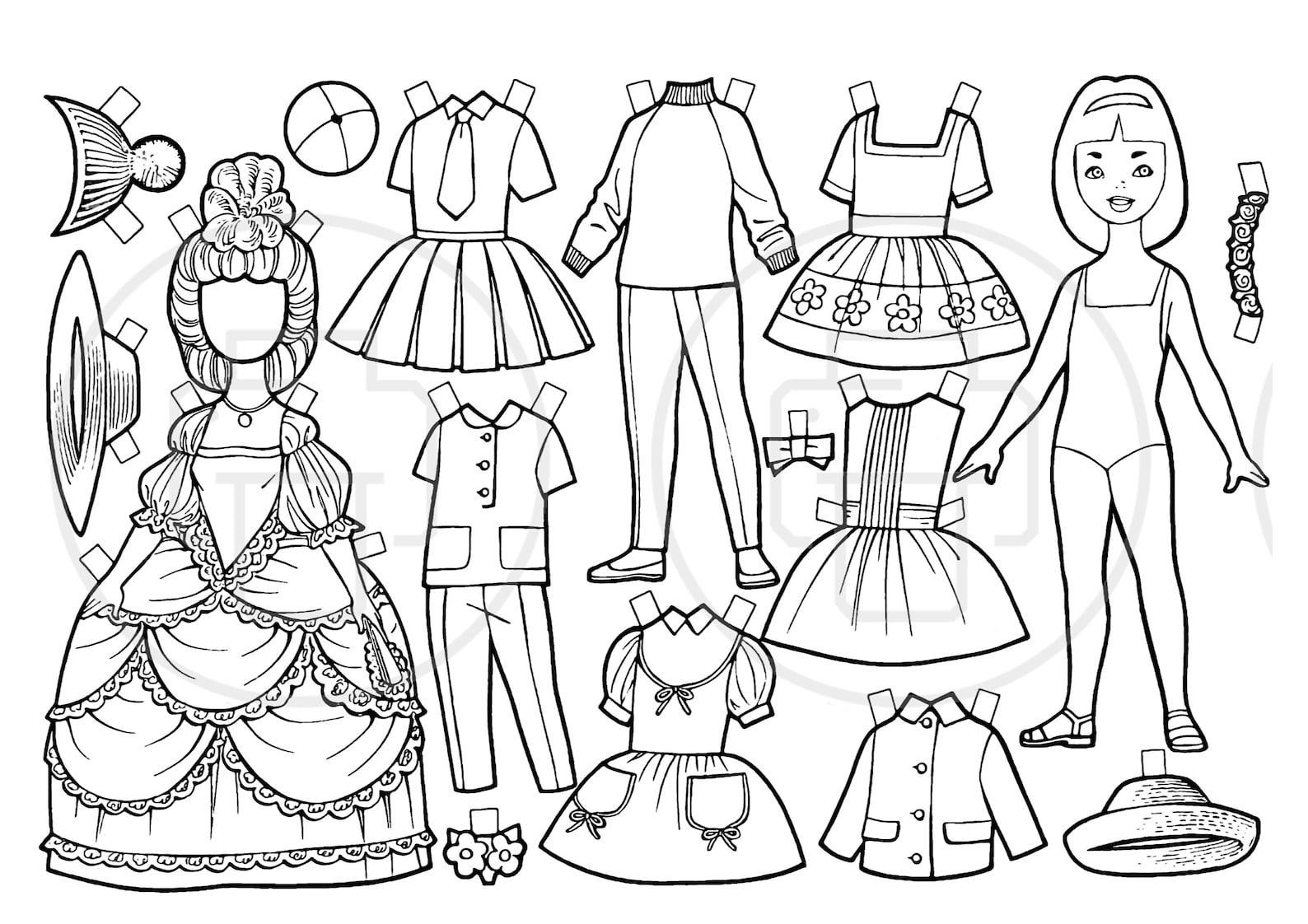Vintage Spanish Paper Dolls From the 1960s. Colored and for Coloring ...