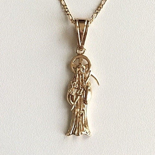 18K Gold Filled Grim Reaper Necklace 20 Long-45mm / 18k | Etsy